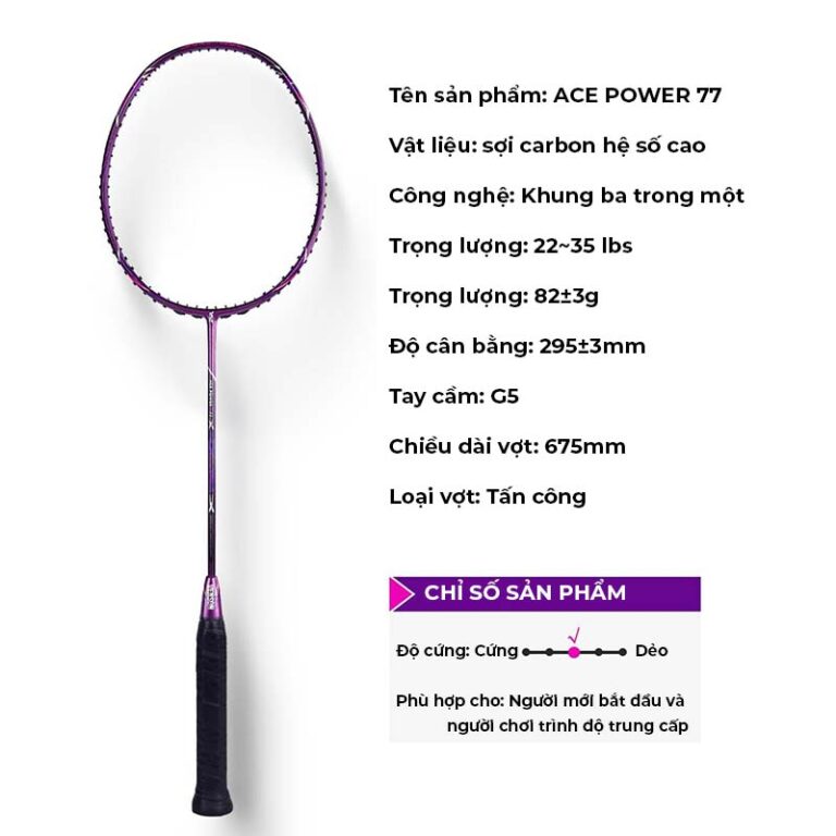 Vợt cầu lông VS AP77 – Ace Power 77, tấn công siêu tốc độ – Venson